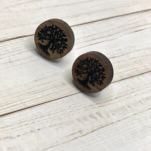 Tree of Life Wood Stud Earrings for Men and Women in Minimalistic ...