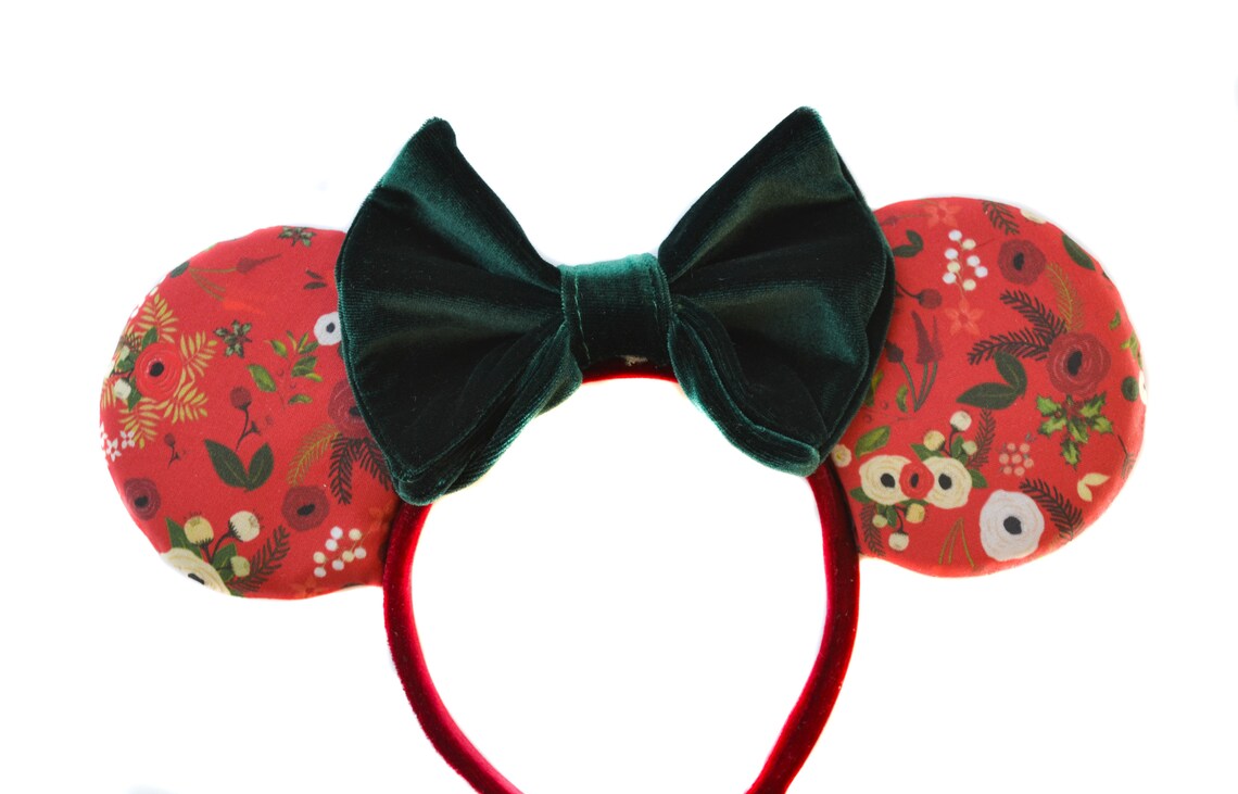Christmas Floral Disney Ears Floral Disney Ears Christmas - Etsy
