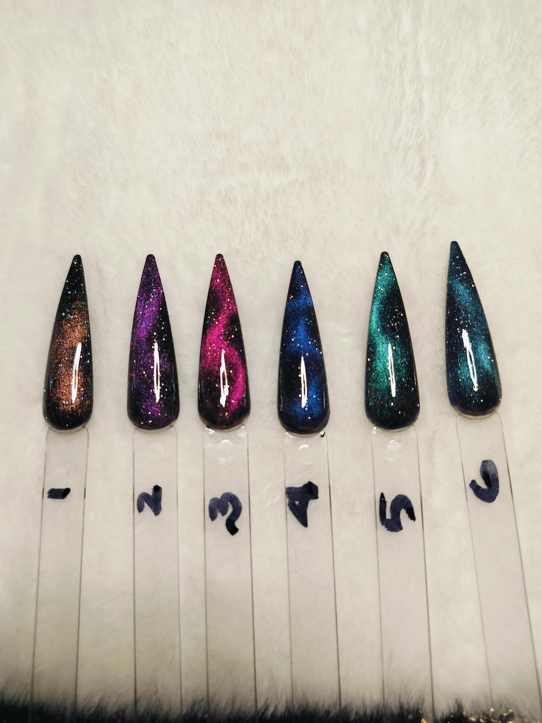 Galaxy Stiletto Press on Nails: You Pick Colors, Full Set and Kit ...