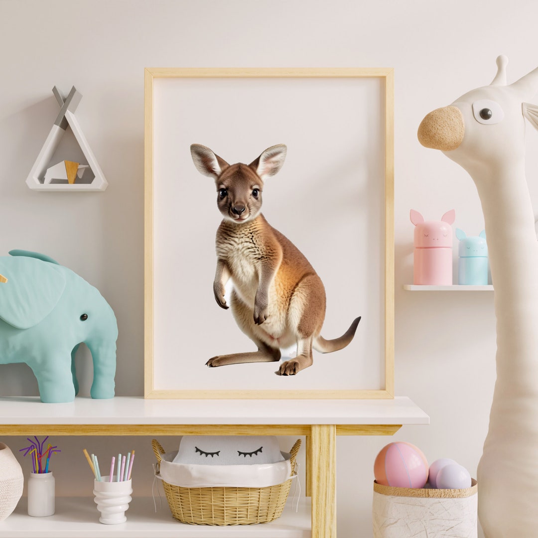 Baby Kangaroo Poster, Baby Animal Print, Nursery Wall Art Decor ...