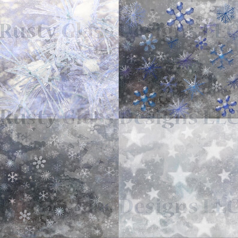 Ice and Snow Printable Scrapbook Paper Digital Backgrounds, Printable ...