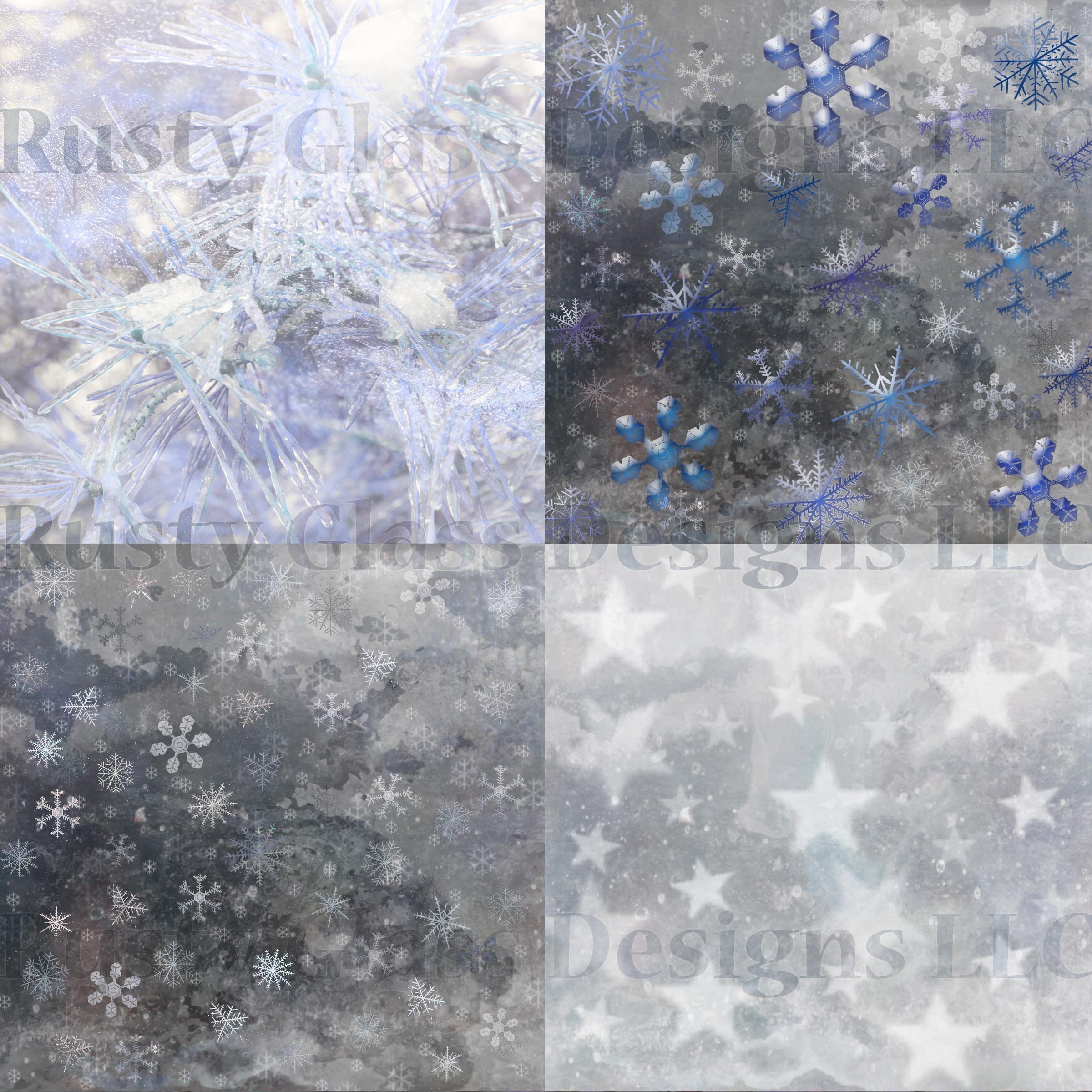 Ice and Snow Printable Scrapbook Paper Digital Backgrounds, Printable ...