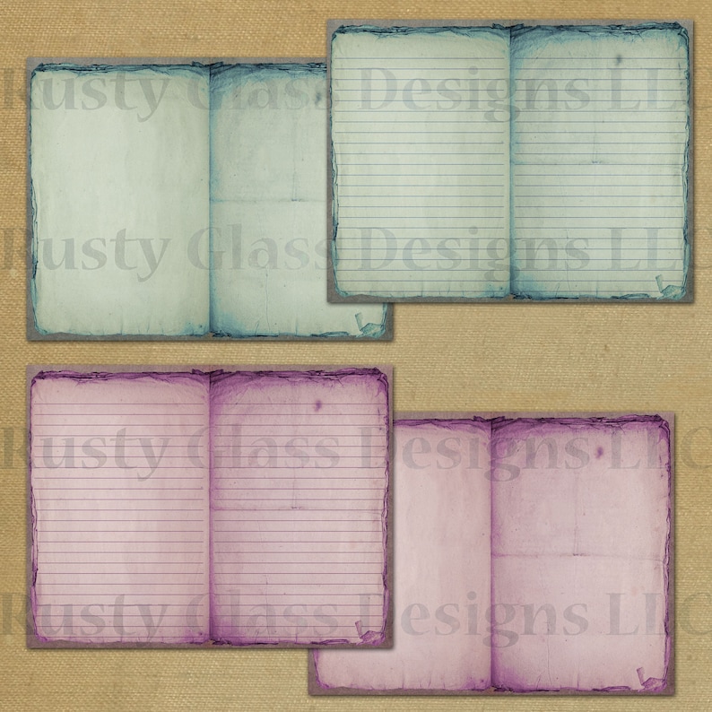 Layered Colored Edges Set 2 / Colorful Junk Journal Pages / Blank and ...