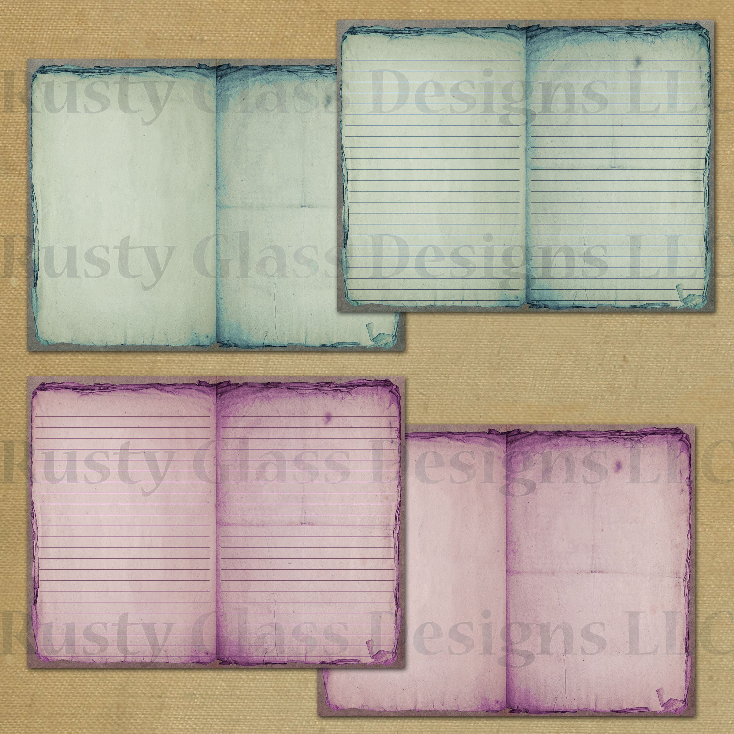 Layered Colored Edges Set 2 / Colorful Junk Journal Pages / - Etsy