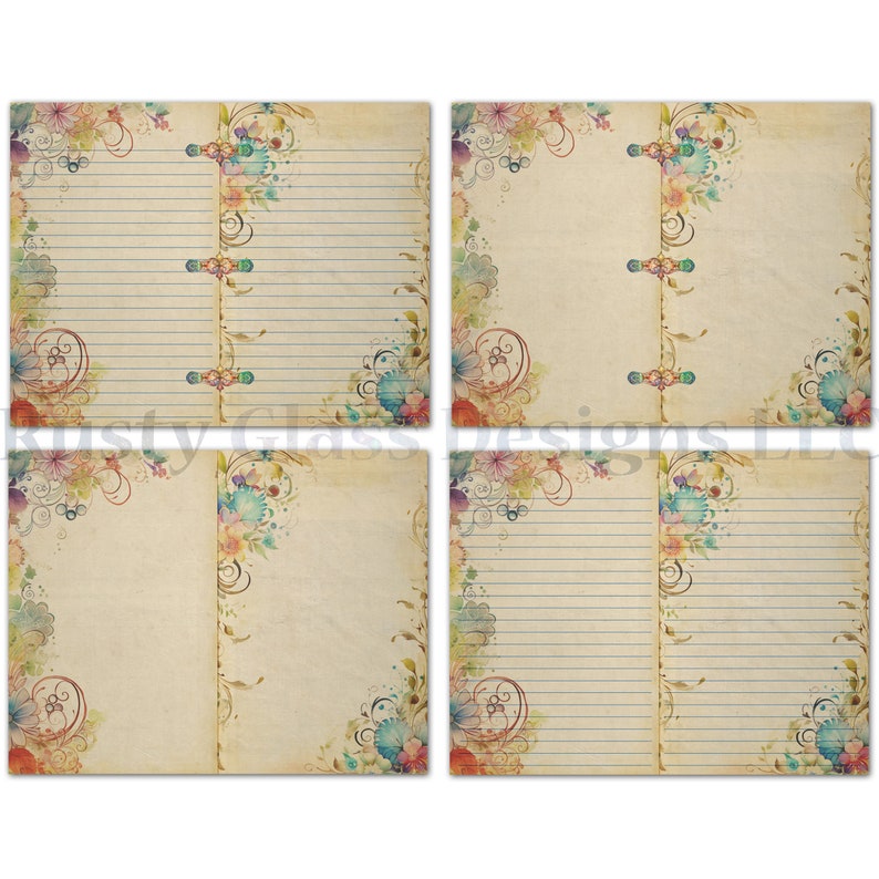 Colorful Ornamental Border Junk Journal Pages, Printable Journal Pages ...