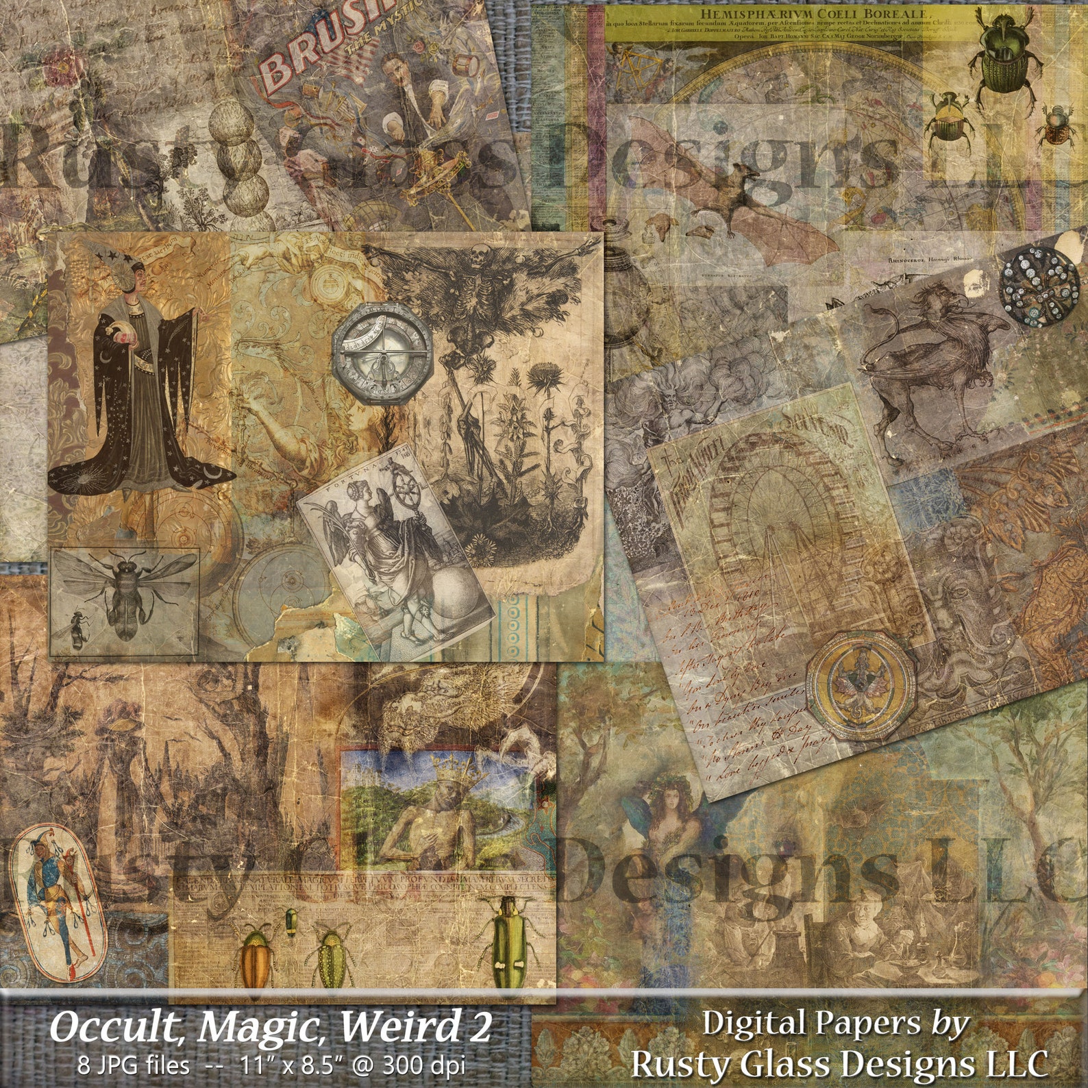 Magic Collage Sheets, Junk Journal Background Paper, Occult Weird ...