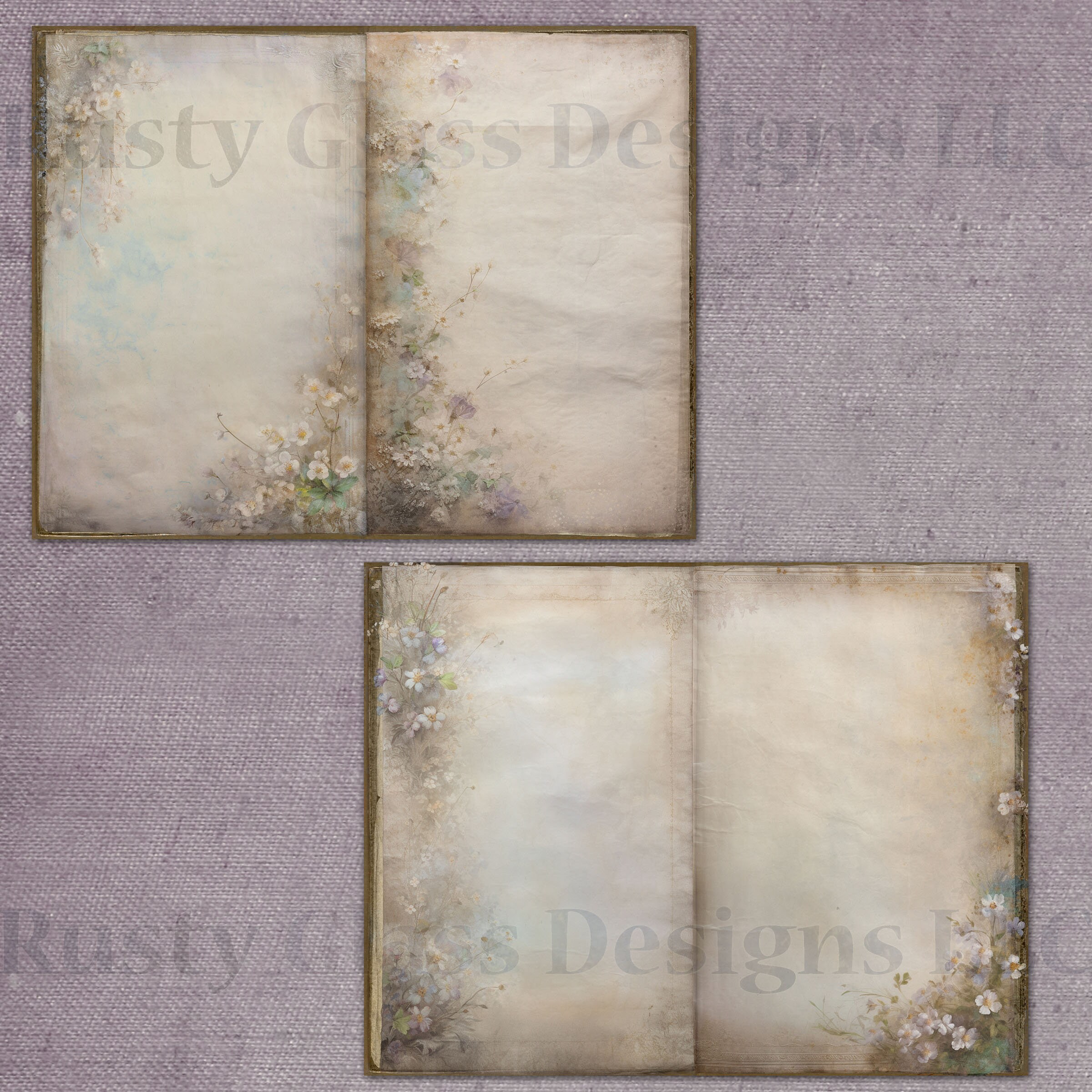 Light Flower Edges Junk Journal, Printable Journal Pages, Neutral White ...