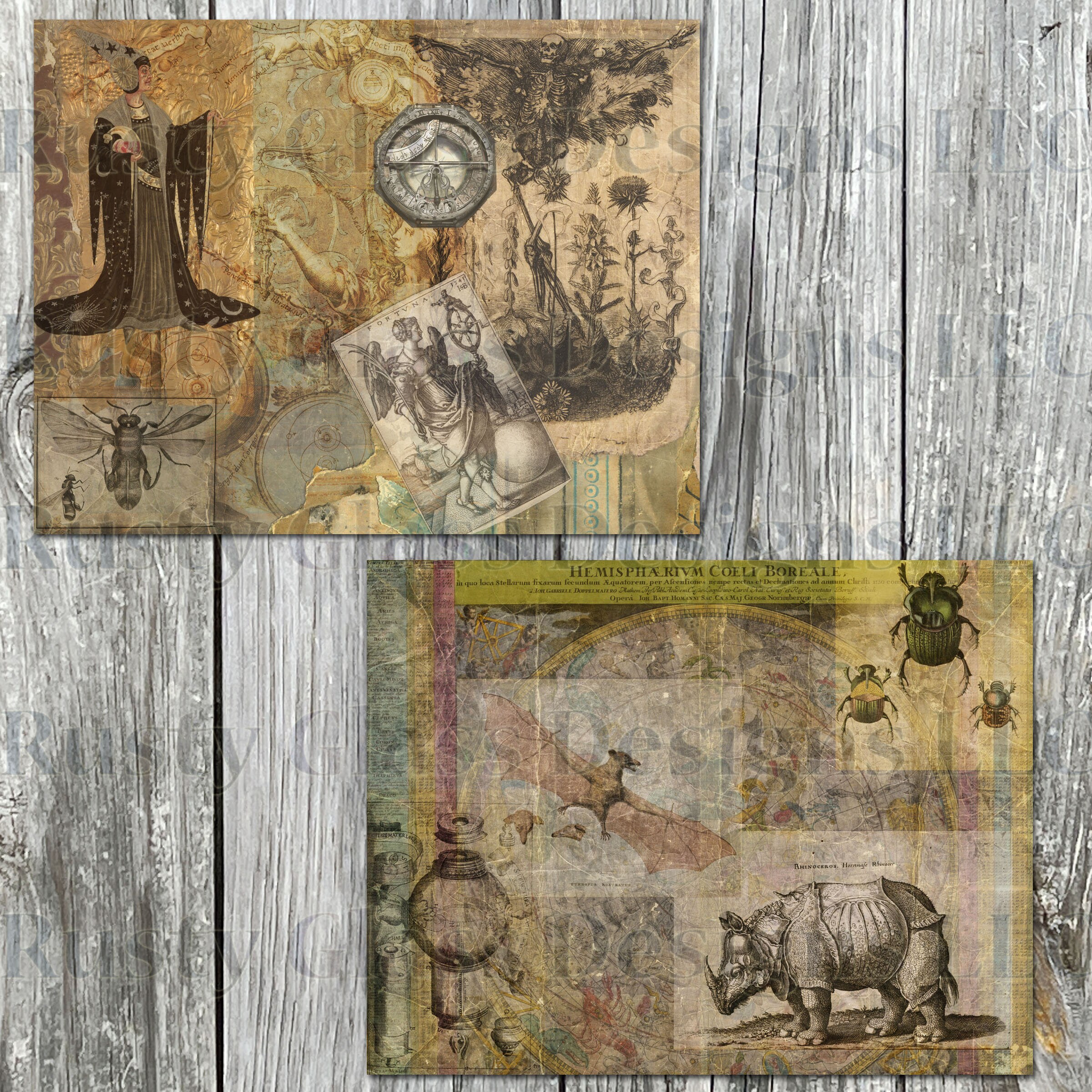 Magic Collage Sheets, Junk Journal Background Paper, Occult Weird ...