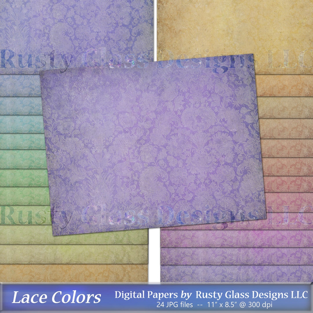 Lace Colors Digital Papers / Shabby Chic Background Papers / Printable ...
