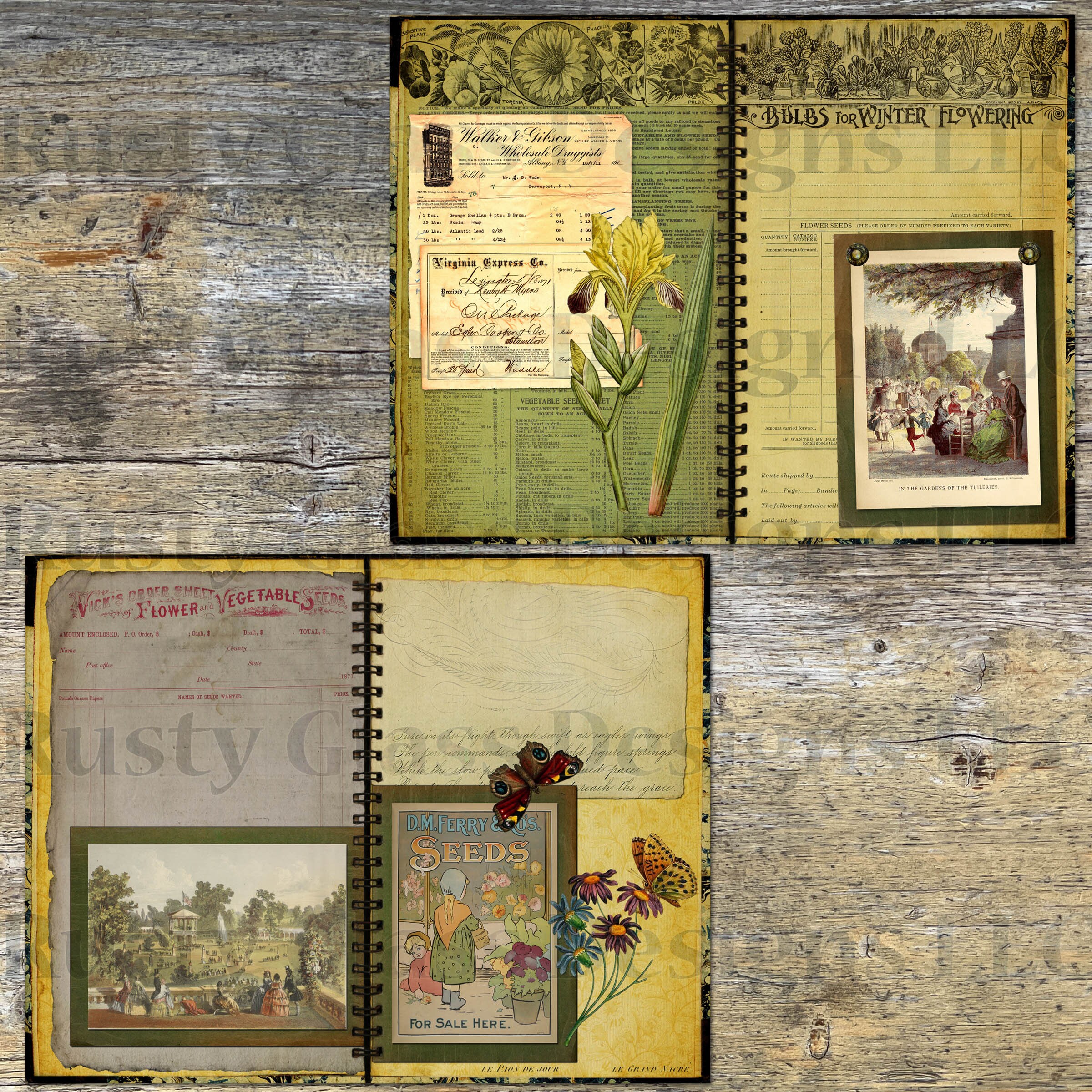 Printable Garden Junk Journal Pages, Garden Scrapbook Digital Paper ...