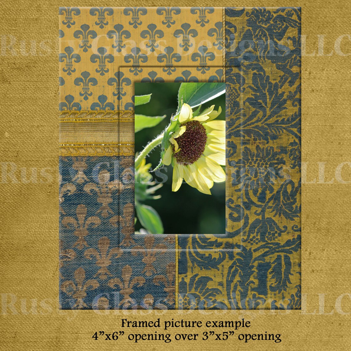 Blue Gold Frame / Digital Frames / Printable Frame / Digital Picture ...