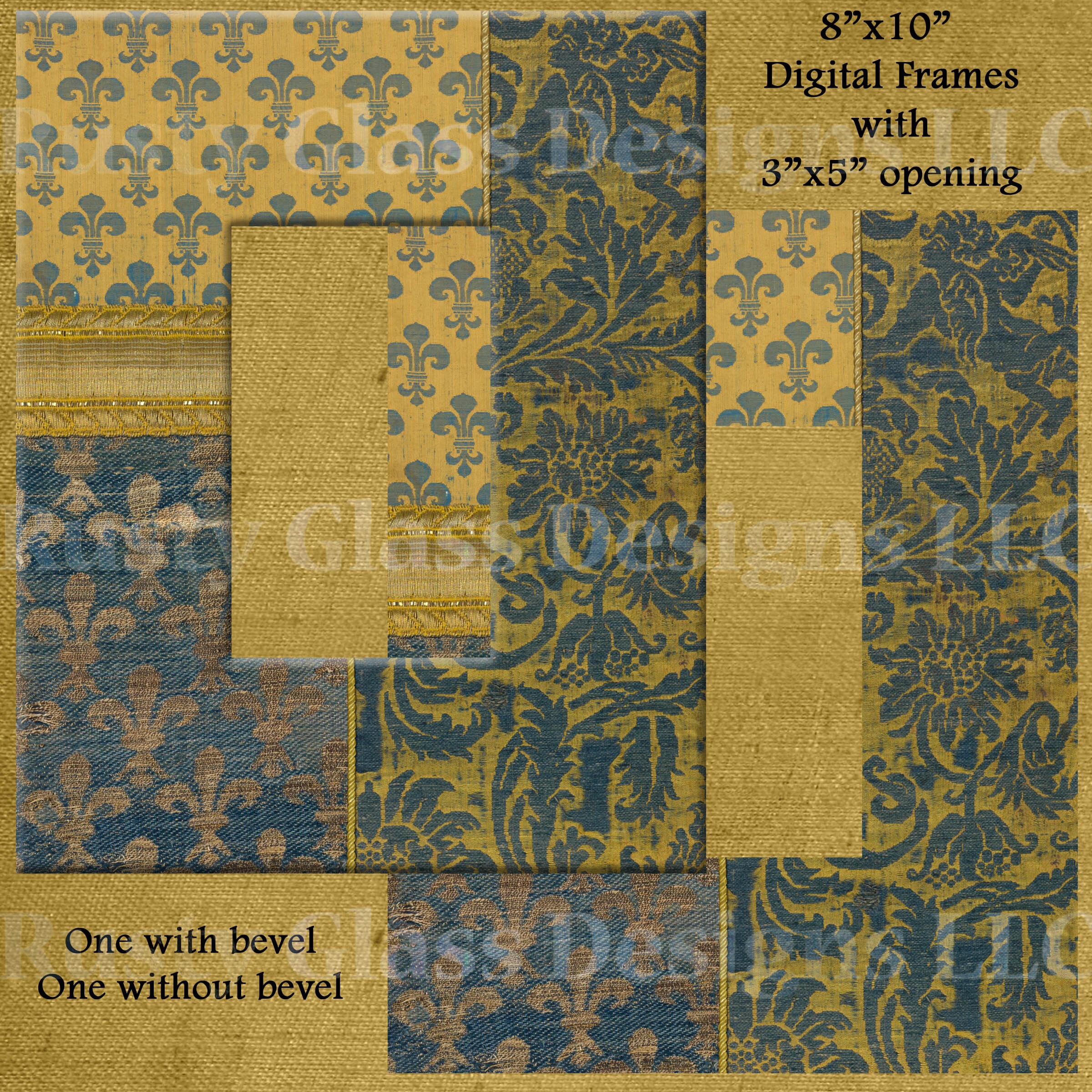 Blue Gold Frame / Digital Frames / Printable Frame / Digital Picture ...