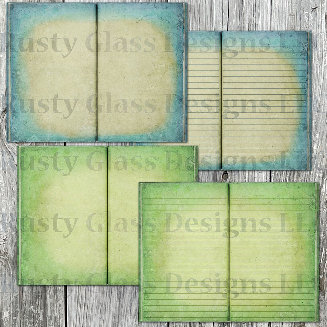 Colored Edges Junk Journal Pages, Colorful Grunge Journal, Blank and ...