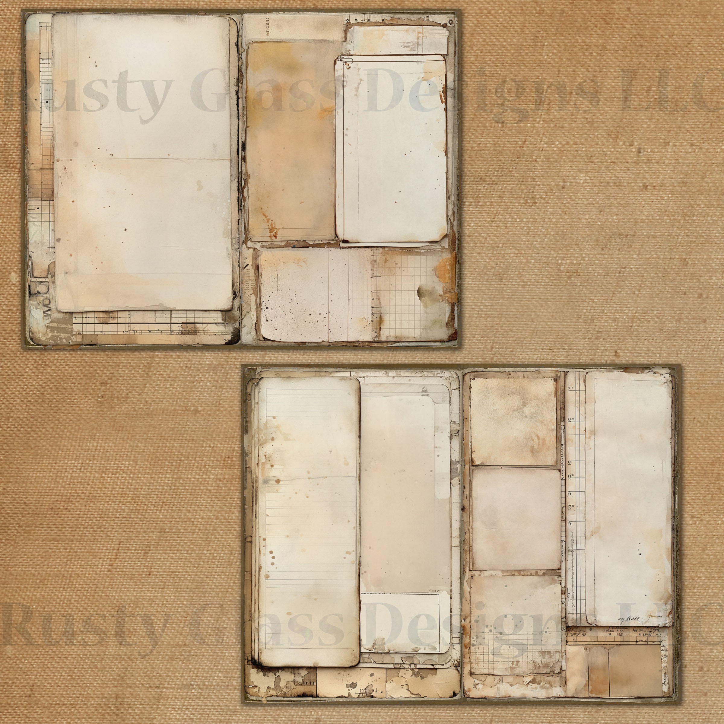 Ledger Stacks Junk Journal Pages, Printable Journal Pages, Neutral ...