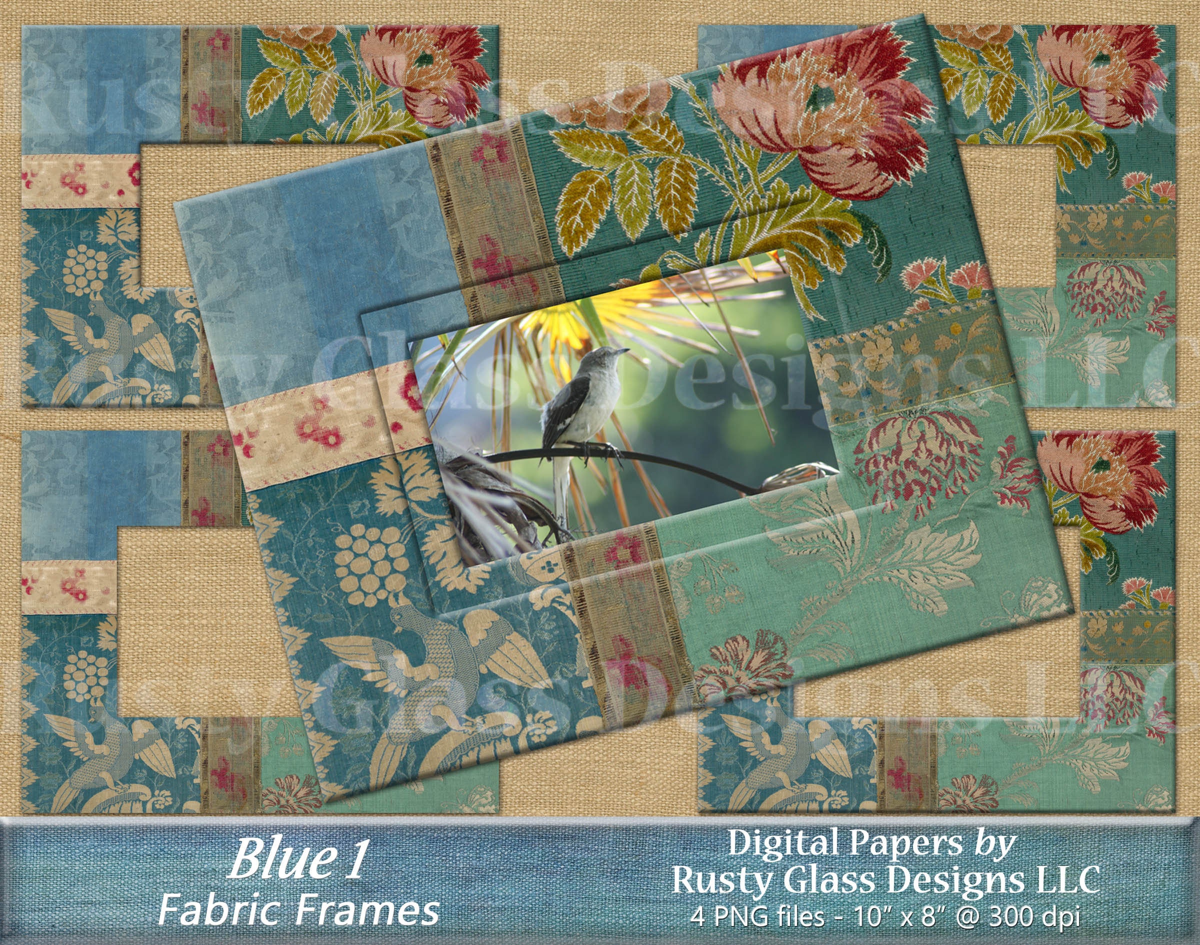Blue Frames / Floral Frames / Printable Frame / Digital - Etsy