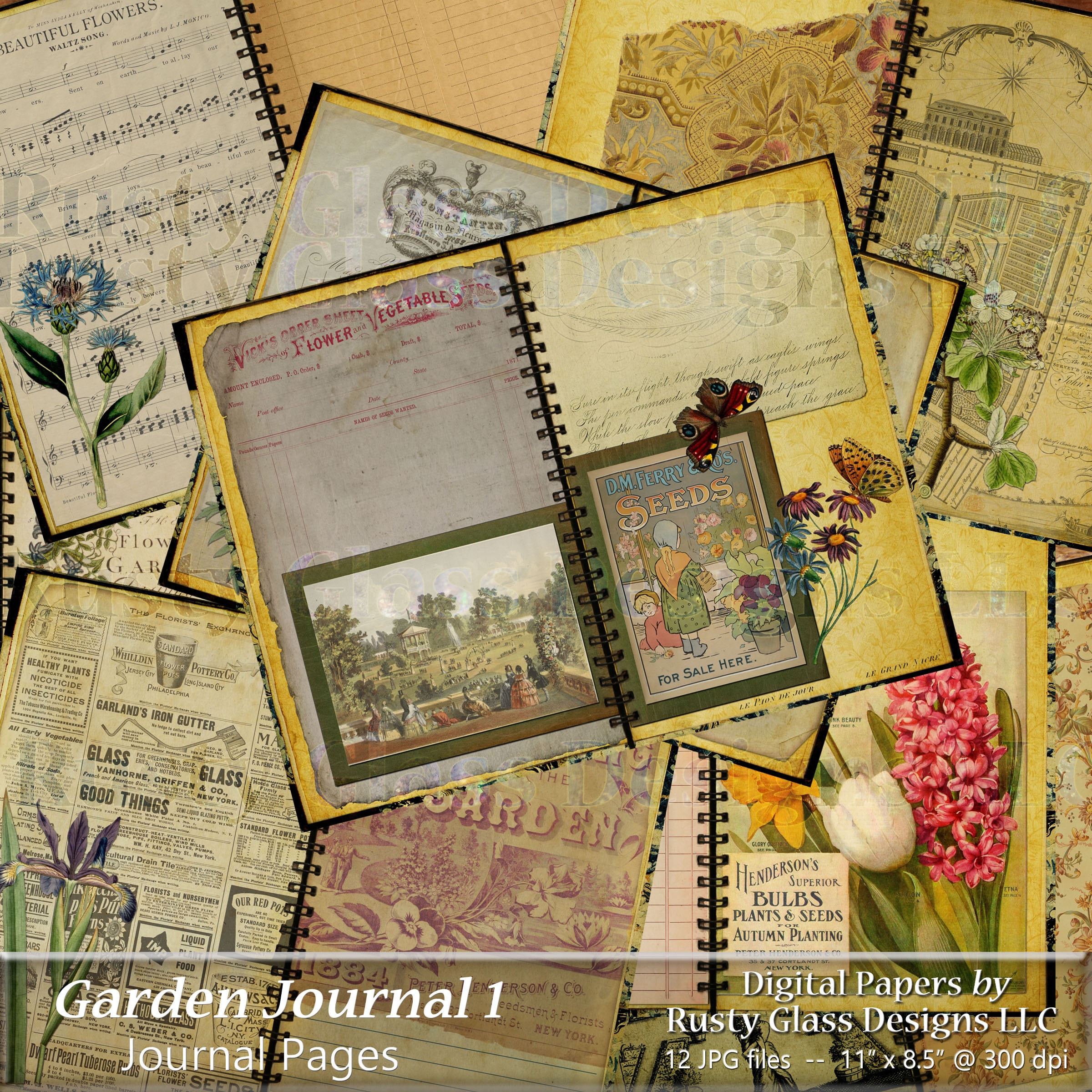 Printable Garden Junk Journal Pages, Garden Scrapbook Digital Paper ...