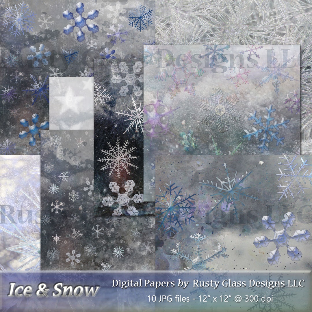 Ice and Snow Printable Scrapbook Paper Digital Backgrounds, Printable ...