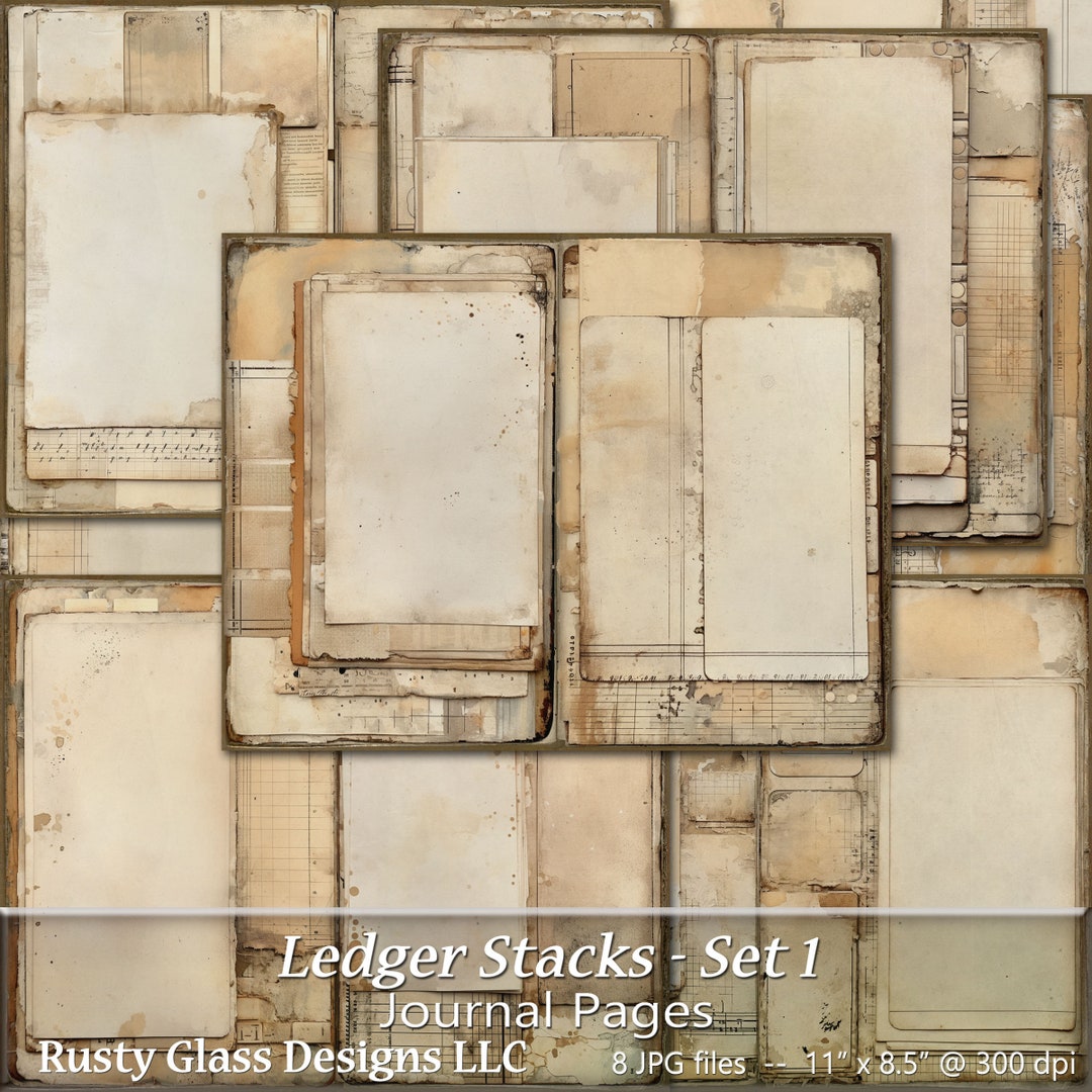 Ledger Stacks Junk Journal Pages, Printable Journal Pages, Neutral ...