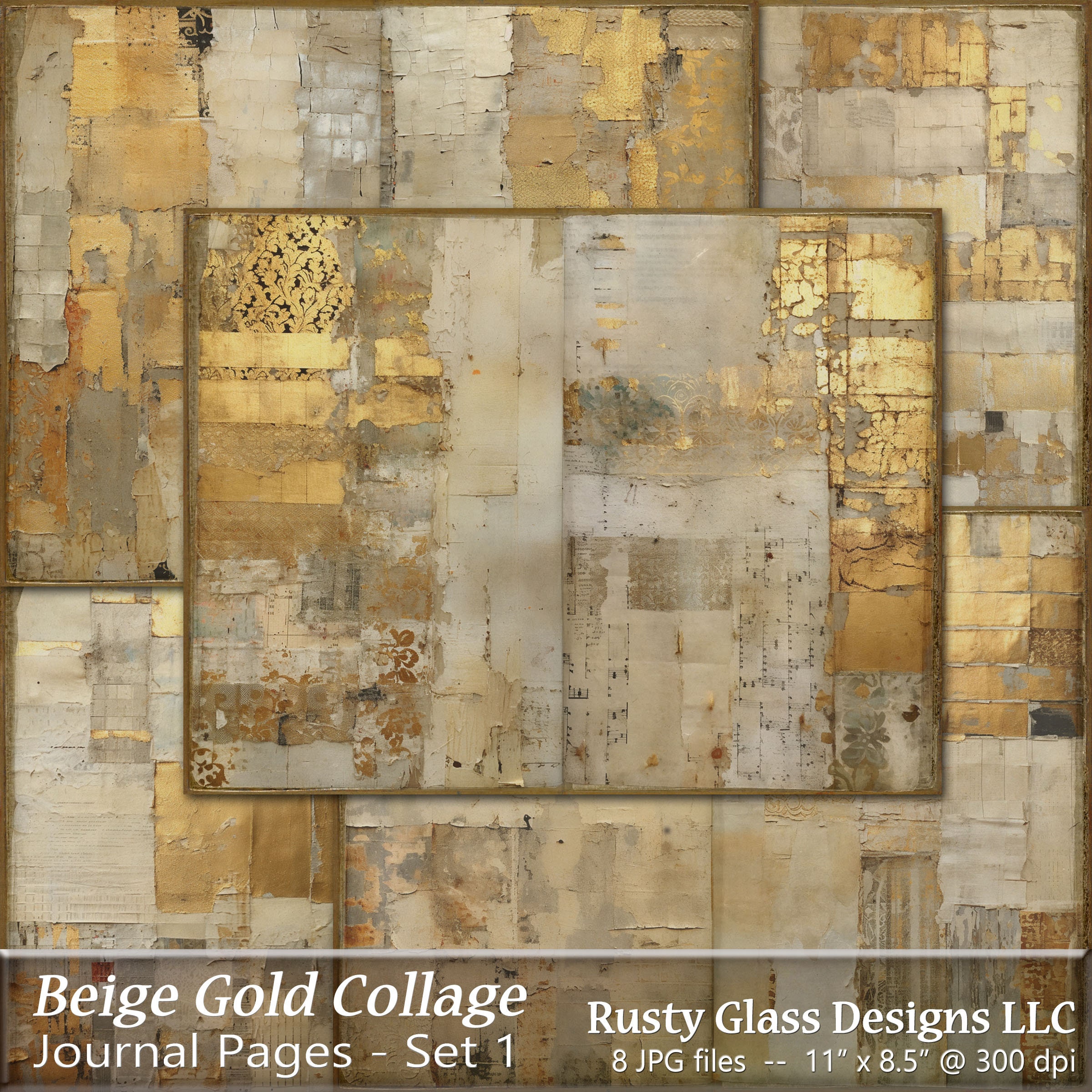 Plain Collage Journal Pages, Beige and Gold Junk Journal Paper, Basic ...