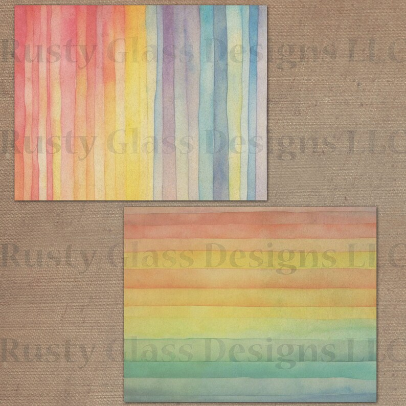 Rainbow Printable Junk Journal Papers, Watercolor Rainbow, Digital ...