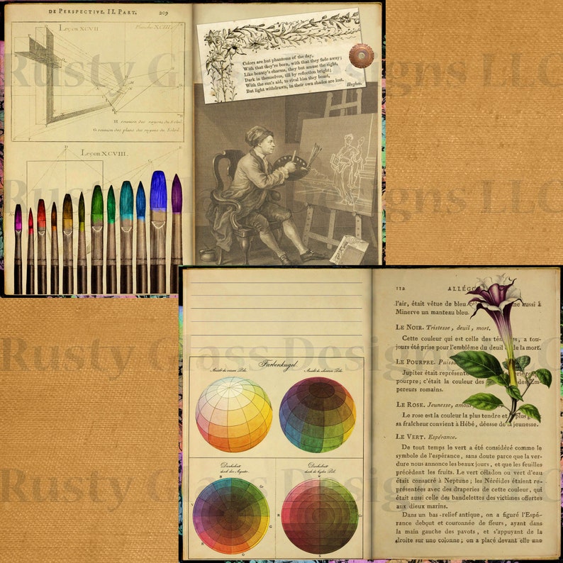 Digital Journal Pages, "art & Color" / Digital Papers / Junk Journal ...