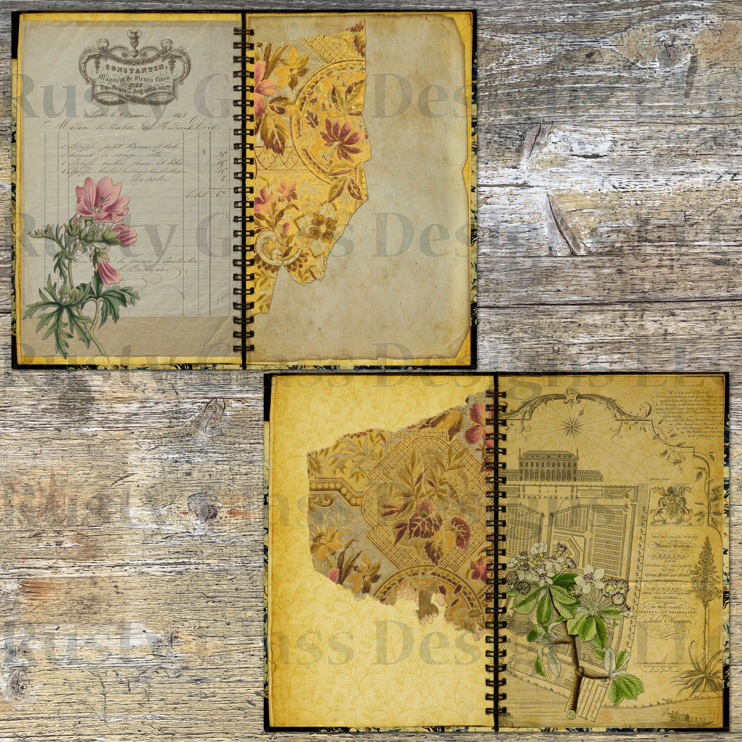 Printable Garden Junk Journal Pages, Garden Scrapbook Digital Paper ...