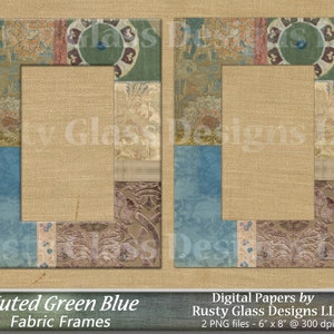 Digital Frame / Printable Frame / Green Pink Fabric / Digital Picture ...