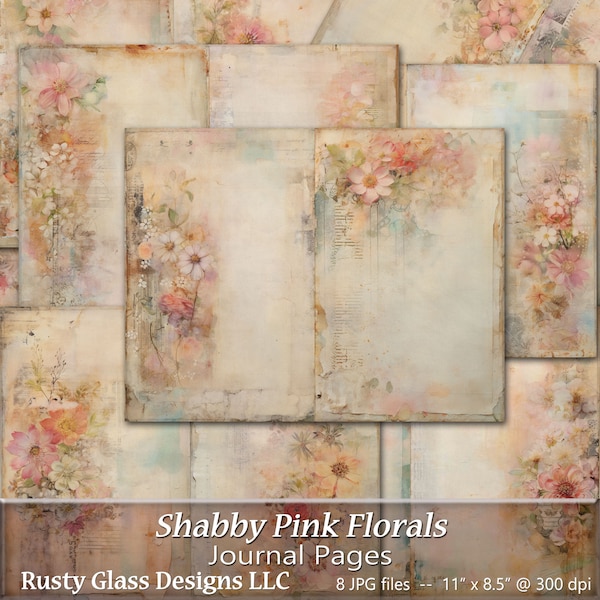 Shabby Lace and Roses Junk Journal, Printable Junk Journal Pages ...