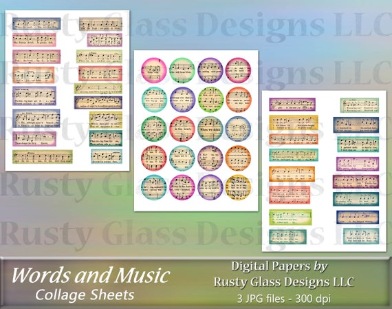 Words and Music Collage Sheets / Printable Words / Digital | Etsy