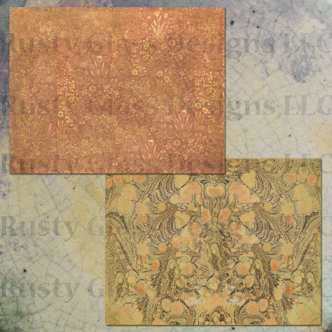 Gold Junk Journal Pages / Rose and Gold Borders / Digital Journal Pages ...