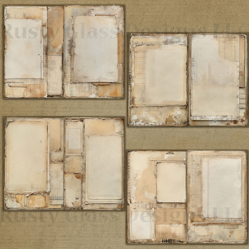 Ledger Stacks Junk Journal Pages, Printable Journal Pages, Neutral ...