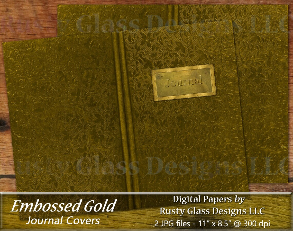 Digital Journal Covers embossed Gold / Printable - Etsy