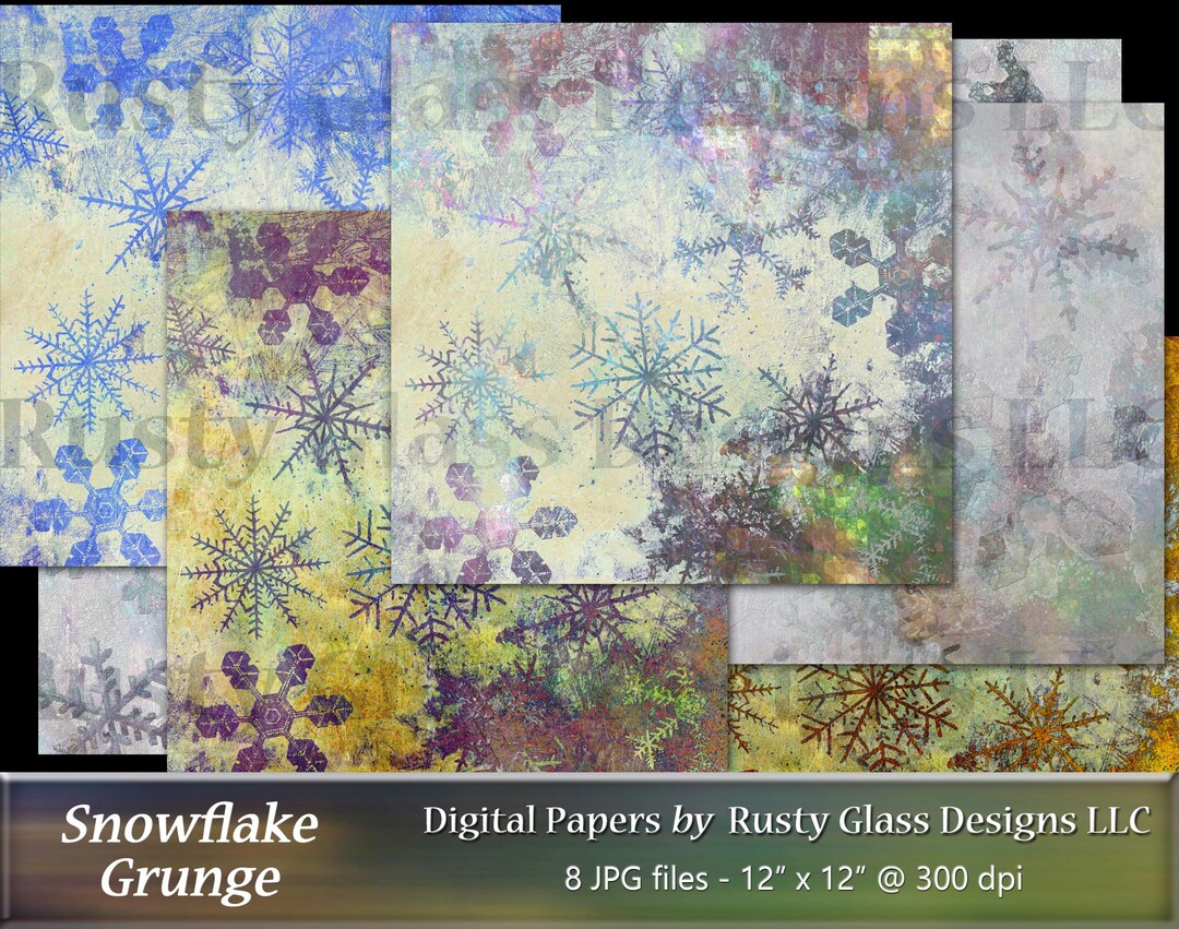 Digital Backgrounds, snowflake Grunge / Digital Papers / Printable ...