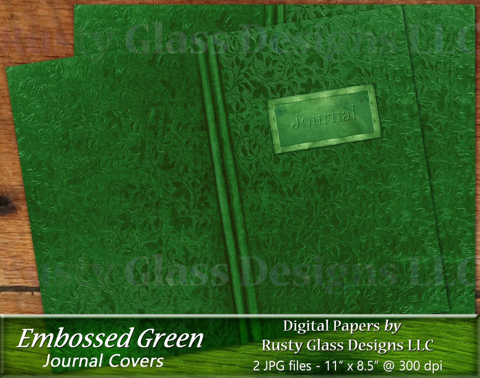 Digital Journal Covers, embossed Green / Printable Papers / Junk ...