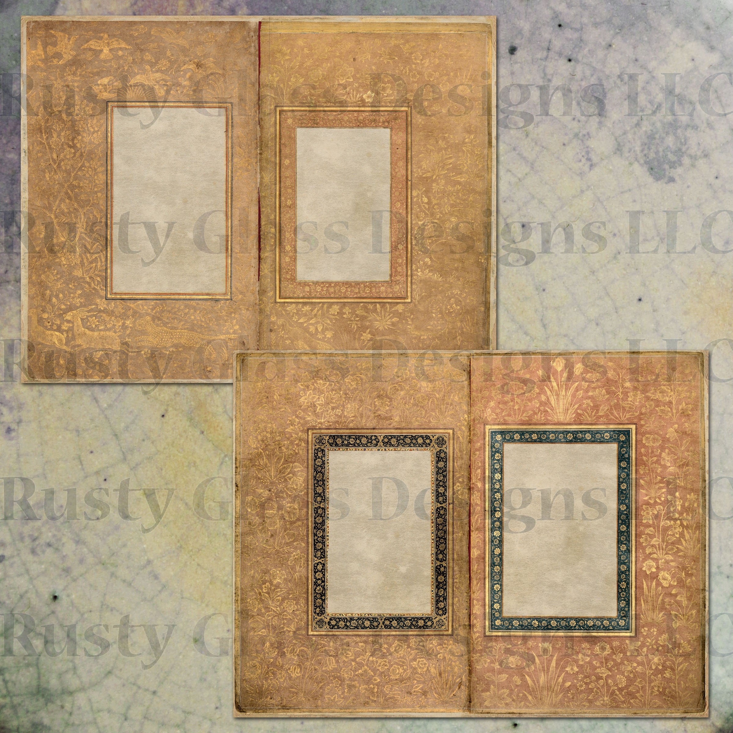 Gold Junk Journal Pages / Rose and Gold Borders / Digital Journal Pages ...