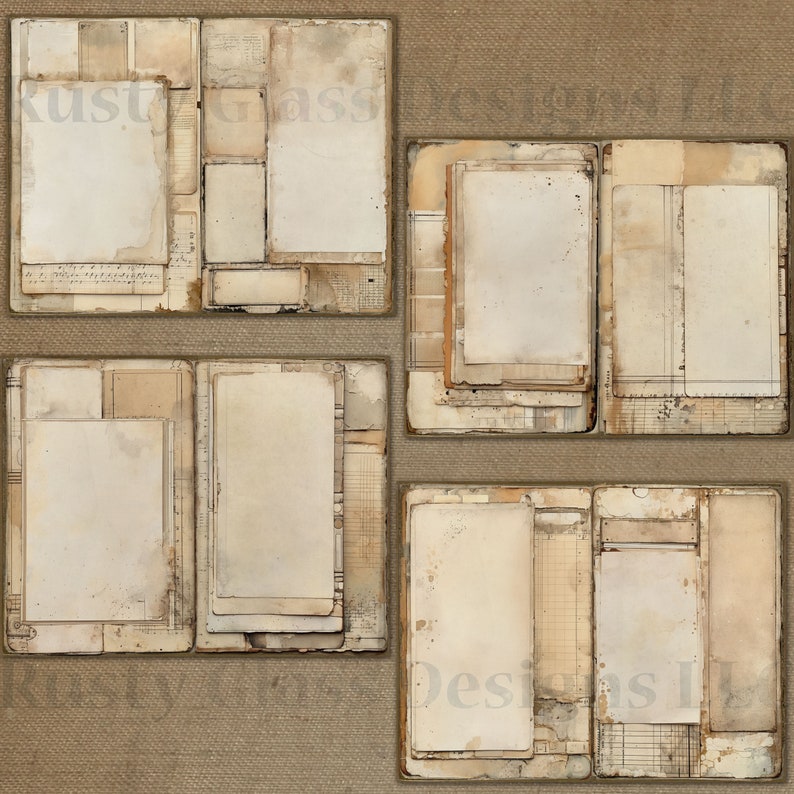 Ledger Stacks Junk Journal Pages, Printable Journal Pages, Neutral ...