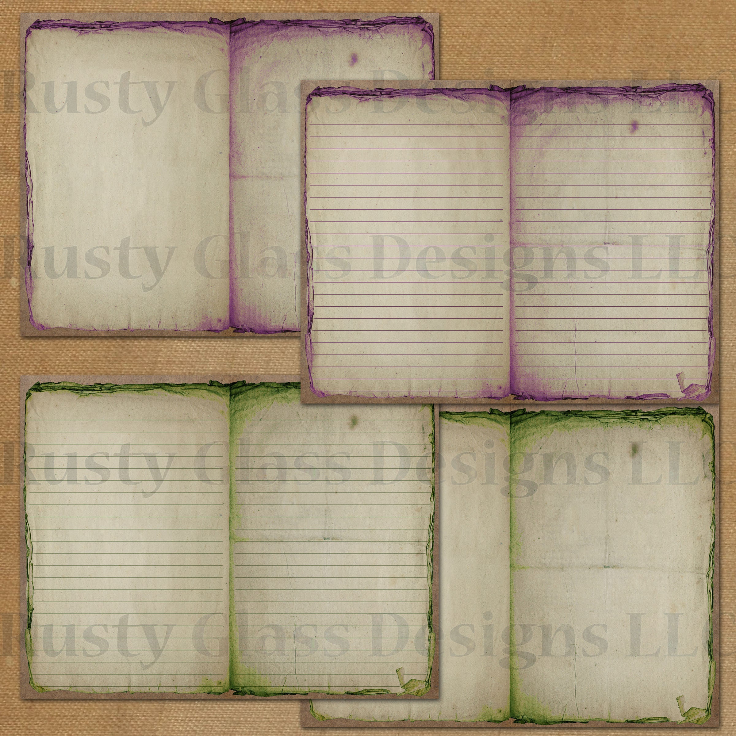 Layered Colored Edges / Antique Junk Journal Pages / Journal Paper Pack ...