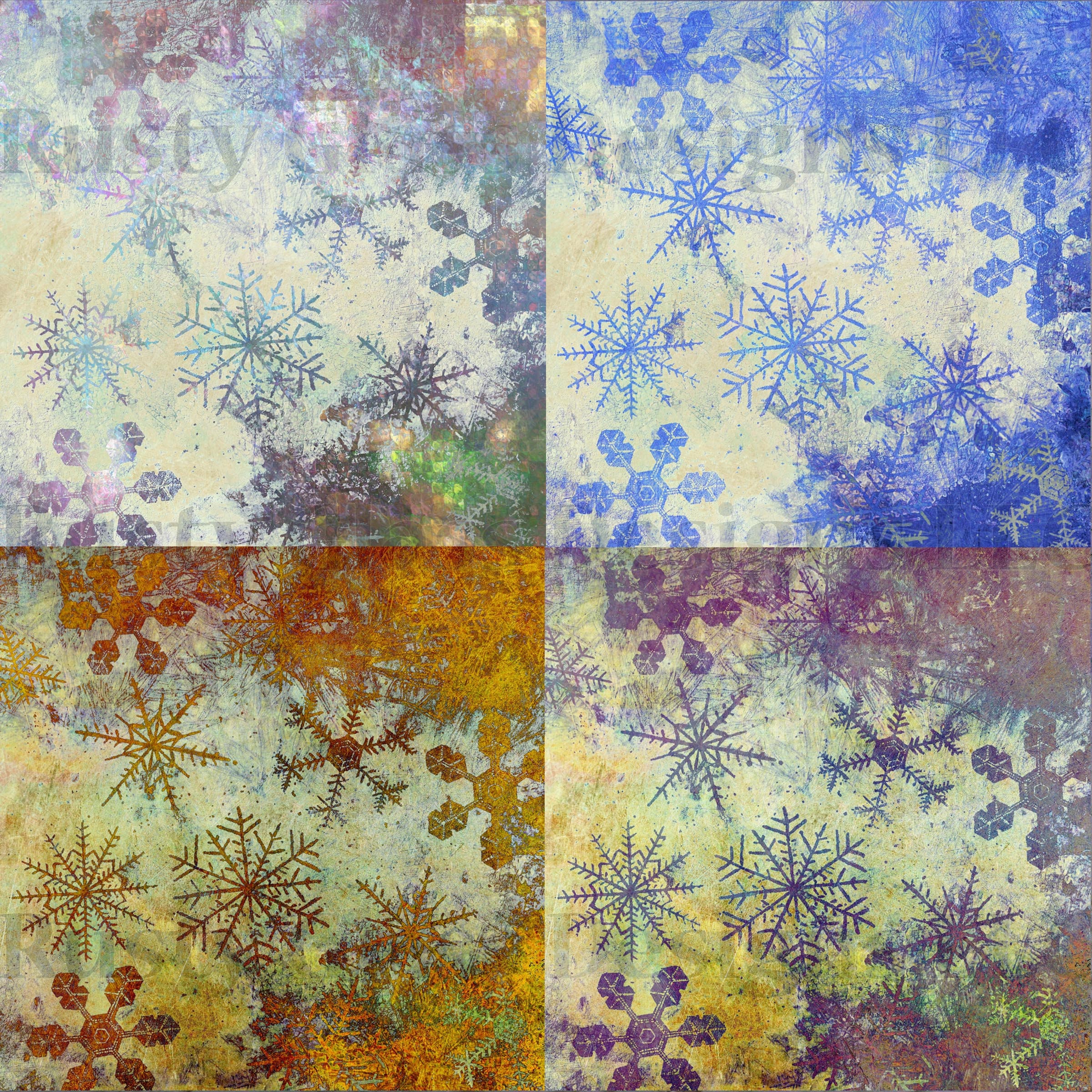 Digital Backgrounds, snowflake Grunge / Digital Papers / Printable ...