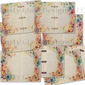 Colorful Ornamental Border Junk Journal Pages, Printable Journal Pages ...