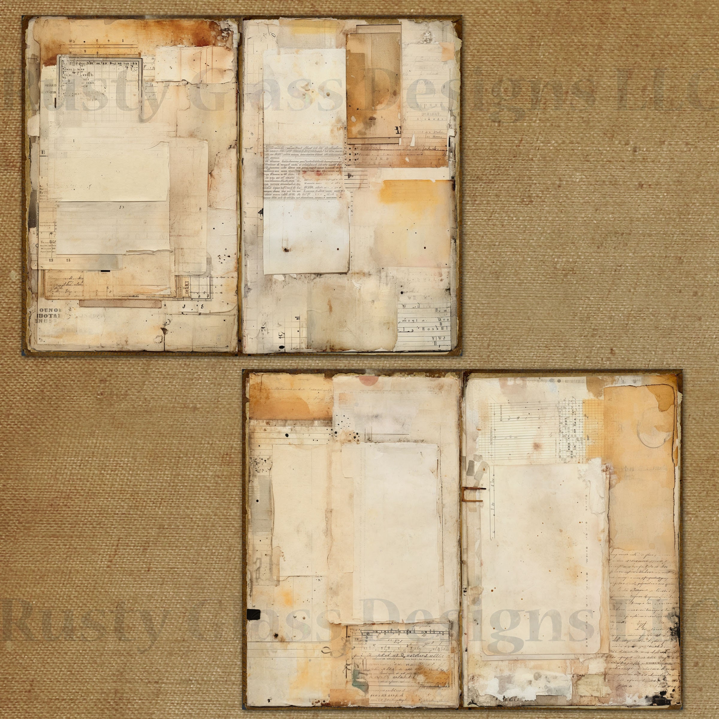 Ledger Stacks Junk Journal Pages, Set 5, Neutral Layered Journal Paper ...