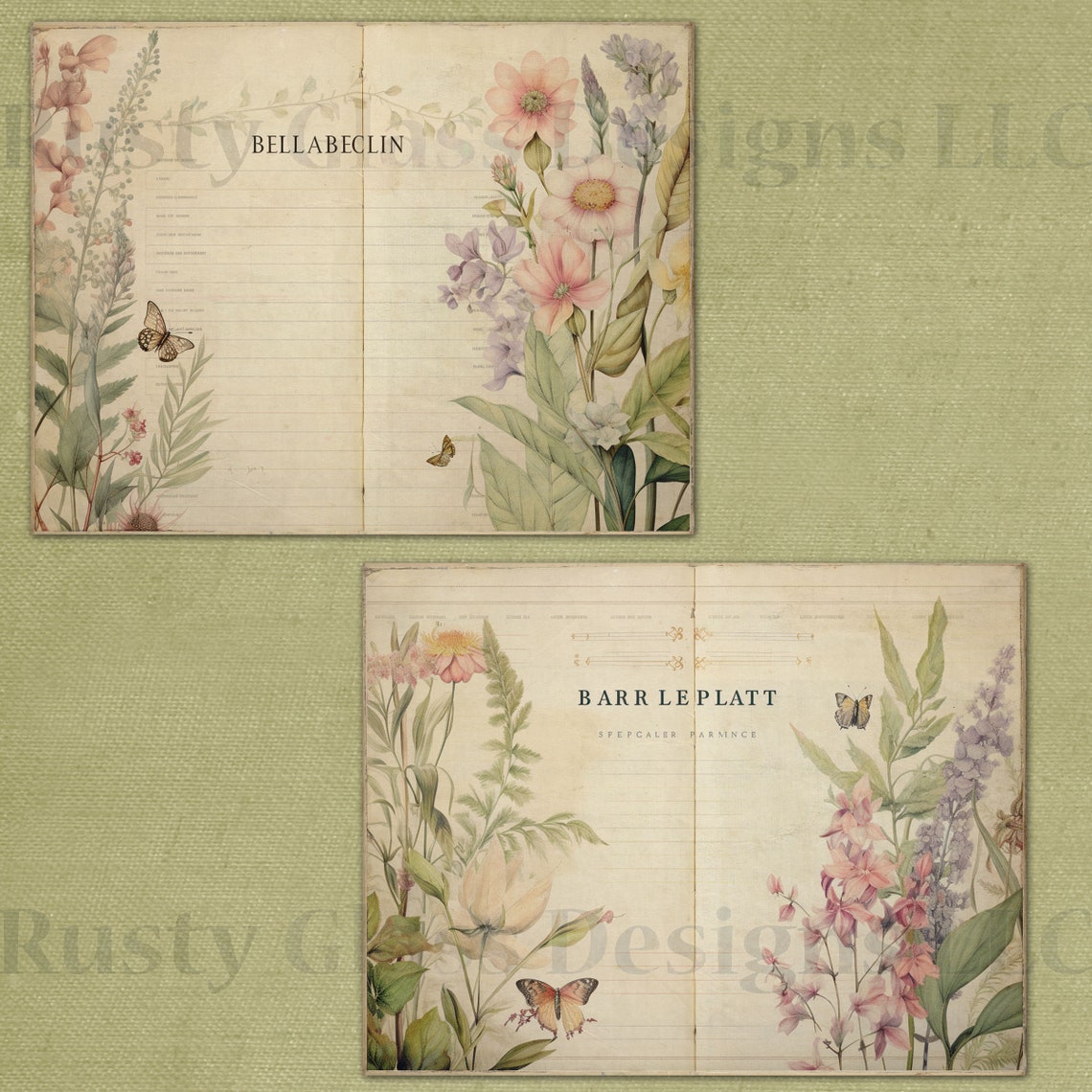 Pastel Botanical Ledger Journal Pages / Printable Junk Journal / Junk ...