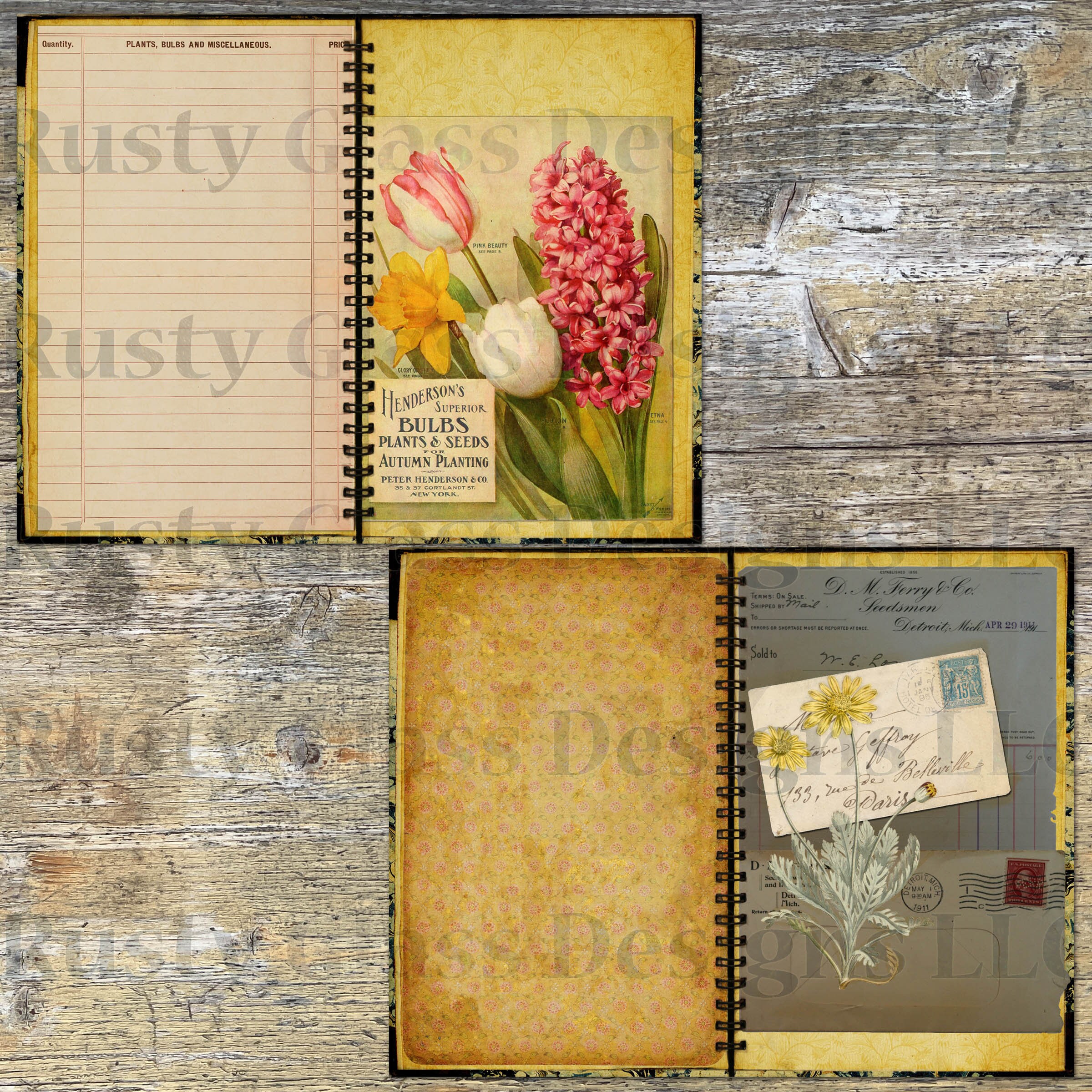 Printable Garden Junk Journal Pages, Garden Scrapbook Digital Paper ...