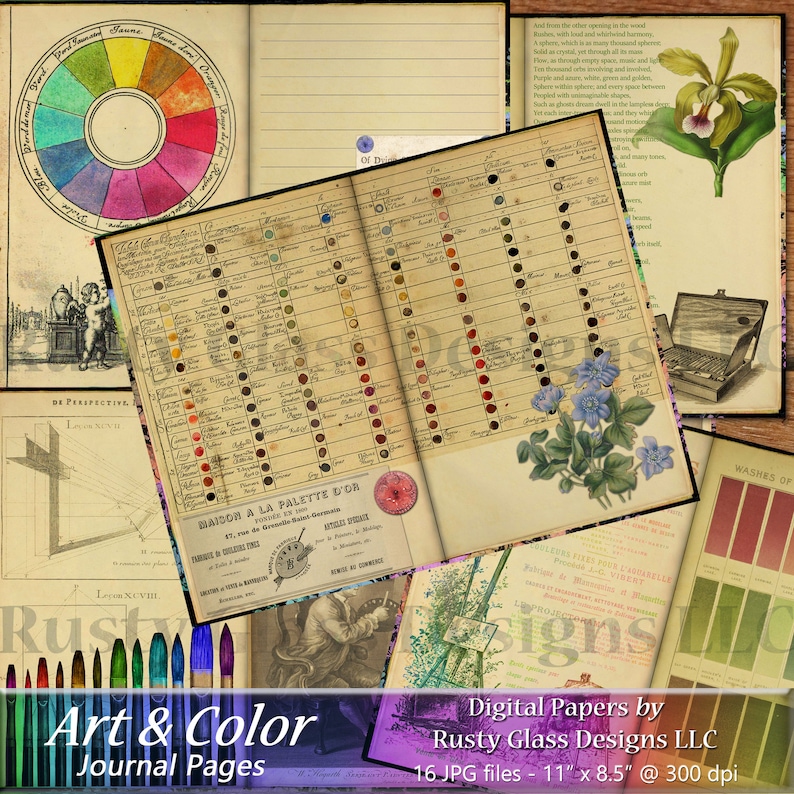 Digital Journal Pages, "art & Color" / Digital Papers / Junk Journal ...