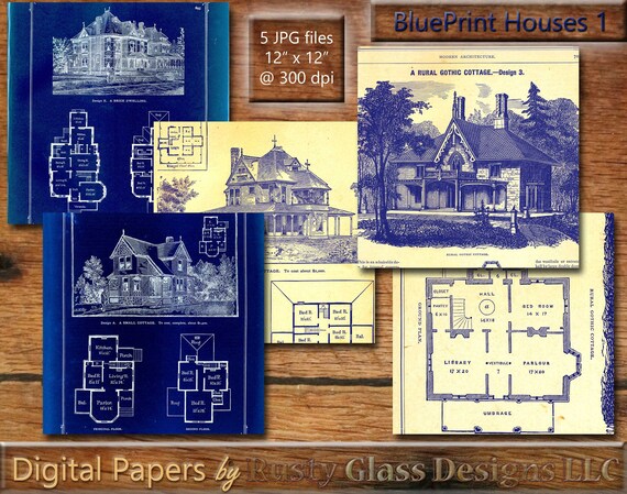 Digital Backgrounds blueprint Houses 1 / Digital | Etsy