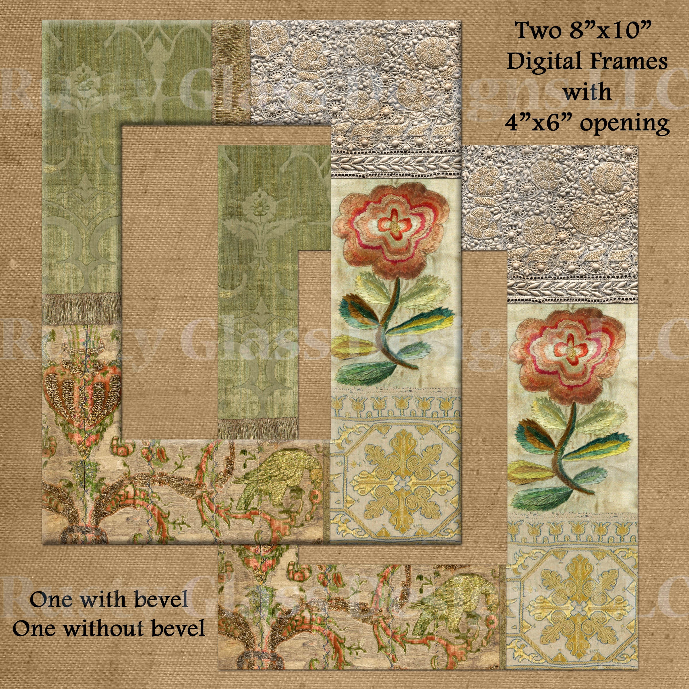 Green Photo Frame / Cream Colored Frame / Printable Frame / Digital ...