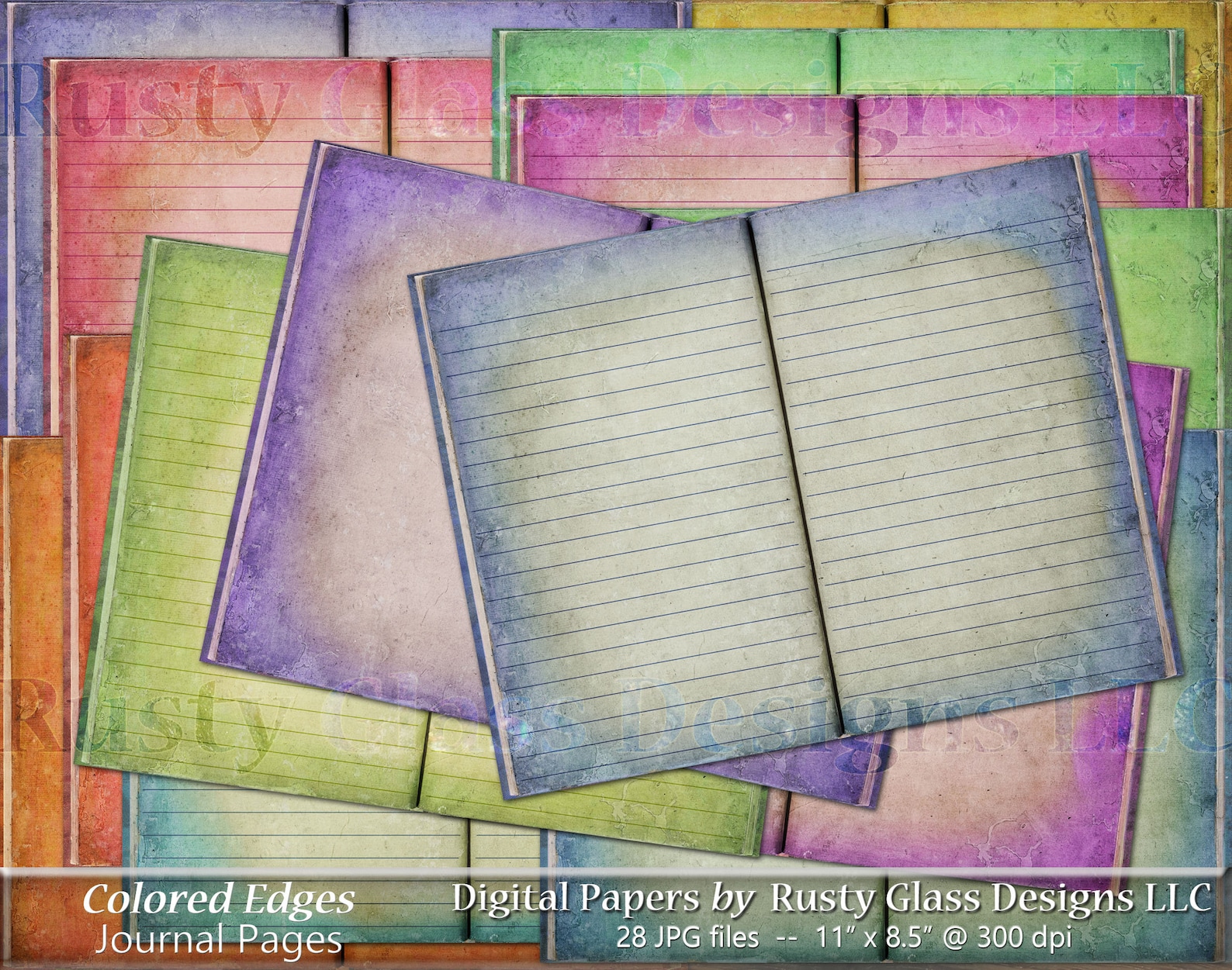 Colored Edges Junk Journal Pages / Colorful Grunge Journal / - Etsy