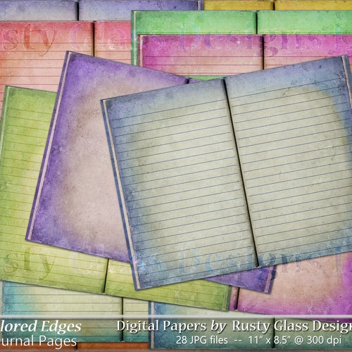 Colored Edges Junk Journal Pages / Colorful Grunge Journal / - Etsy