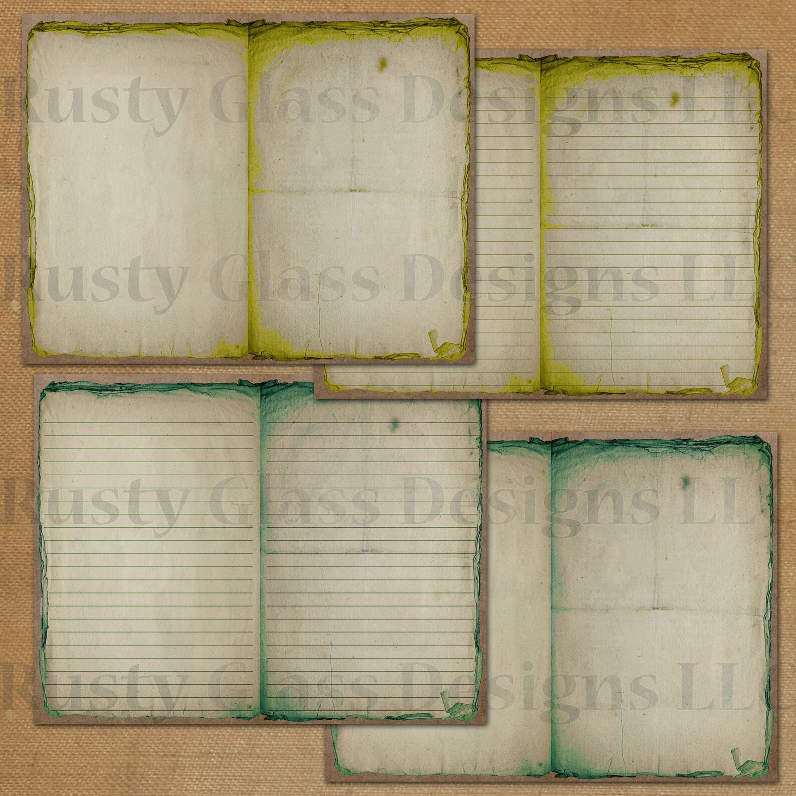 Layered Colored Edges / Antique Junk Journal Pages / Journal Paper Pack ...