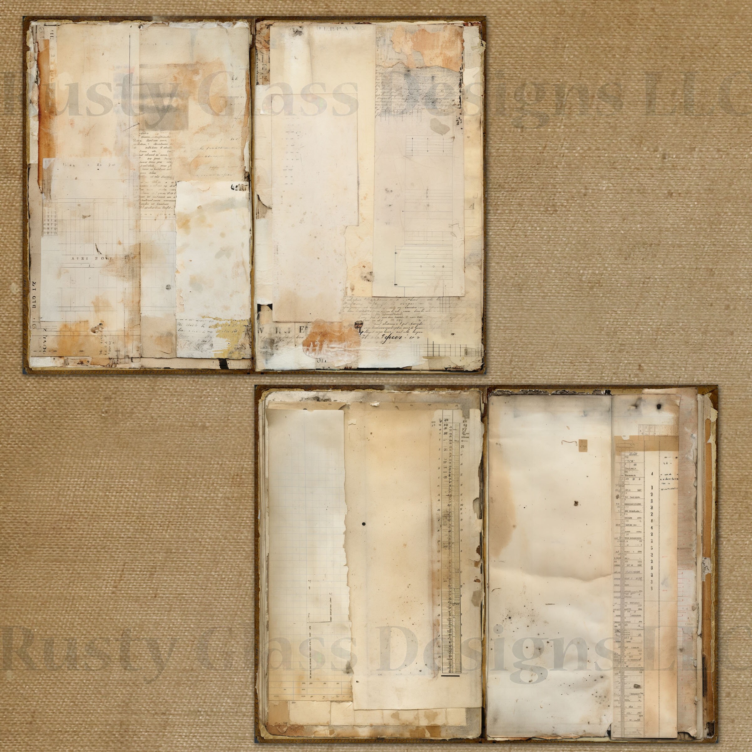 Ledger Stacks Junk Journal Pages, Set 4, Neutral Layered Paper Journal ...
