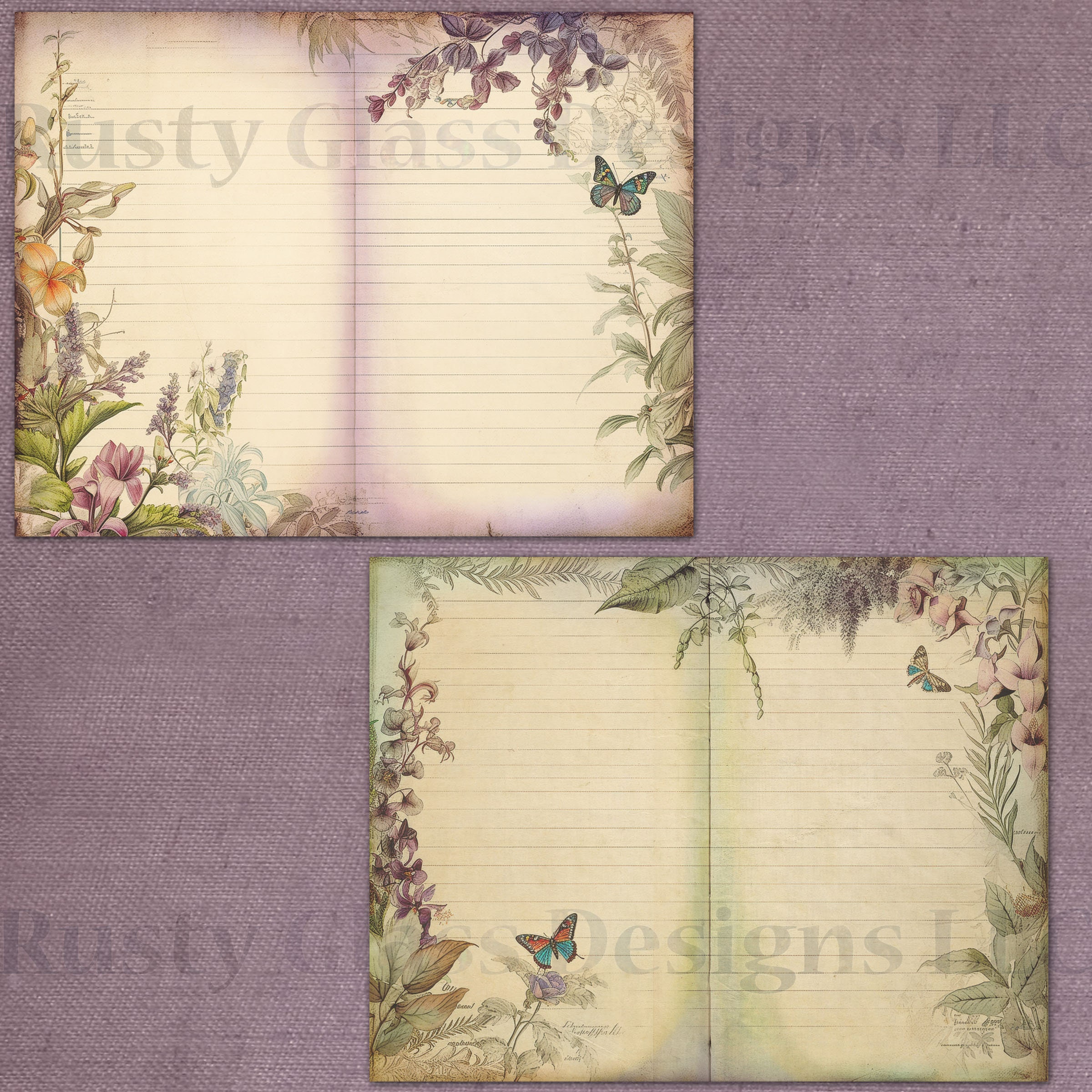Botanical Edges Journal Pages, Printable Junk Journal, Butterflies and ...